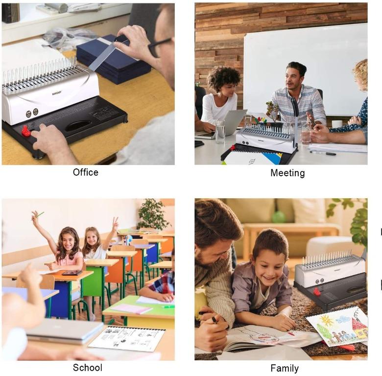 MAKEASY Comb Binding Machine, 21-Hole, 450 Sheet, Paper Punch Binder ...