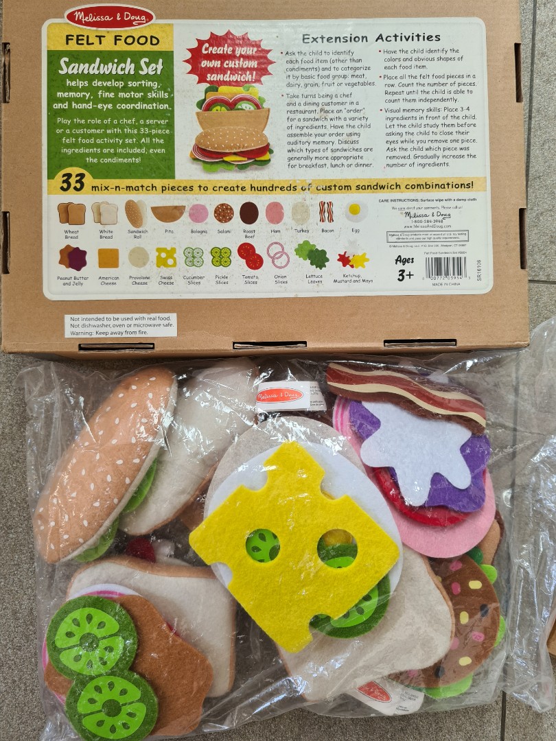 Melissa and Doug Felt food sandwich set, Hobbies & Toys, Toys & Games ...