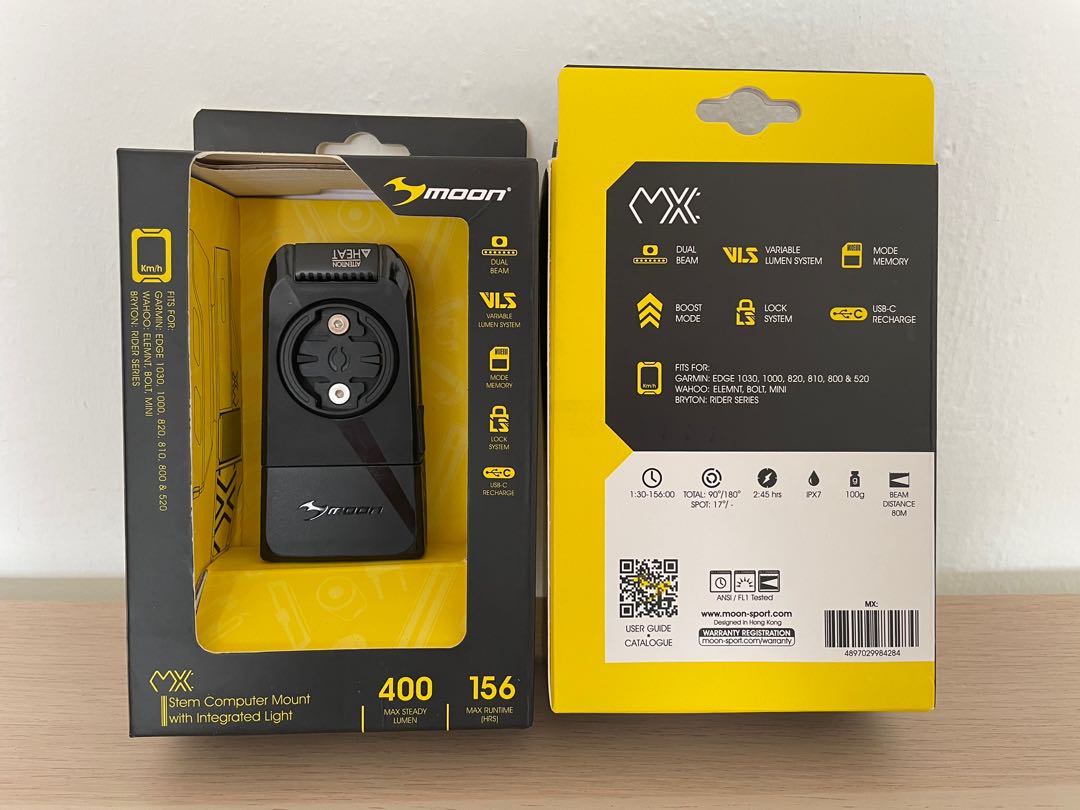 Moon MX Front Bicycle Light with GPS Mount, Sports Equipment, Bicycles ...