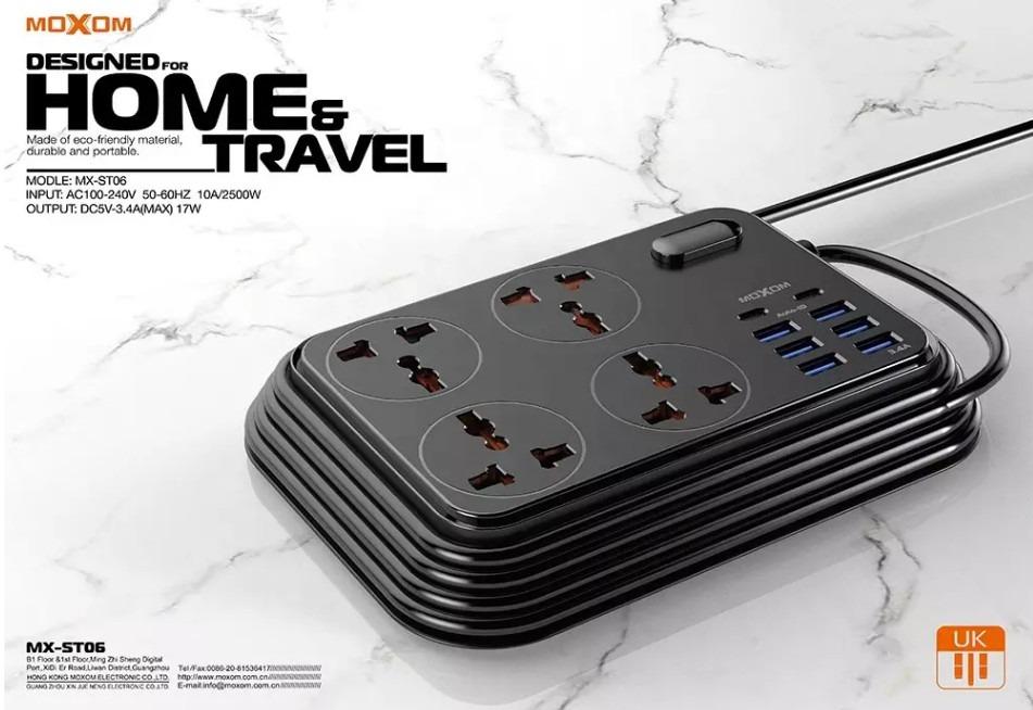 MOXOM MX-ST06 3.4A AUTO-ID WALL EXTENSION PLUG POWER SOCKET - 2 METER ...