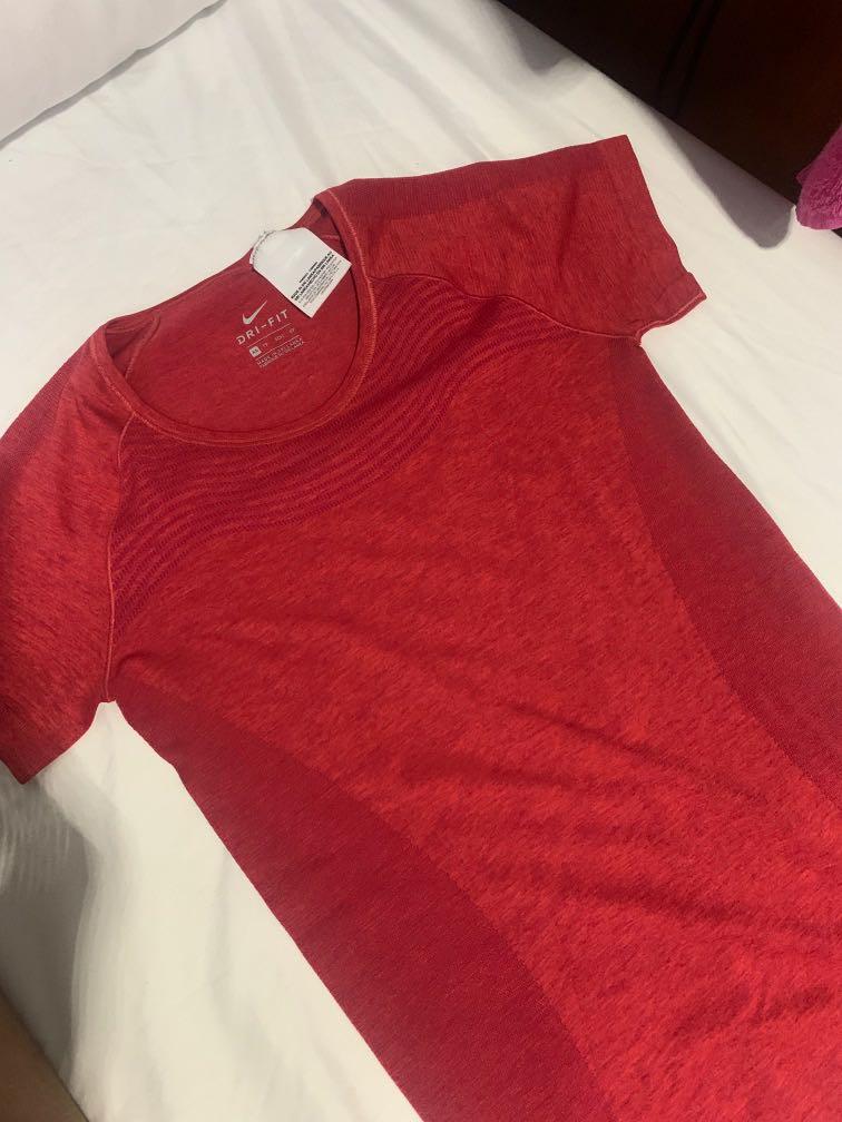 Original Nike Red Dri Fit Shirt Womens Fashion Activewear On Carousell
