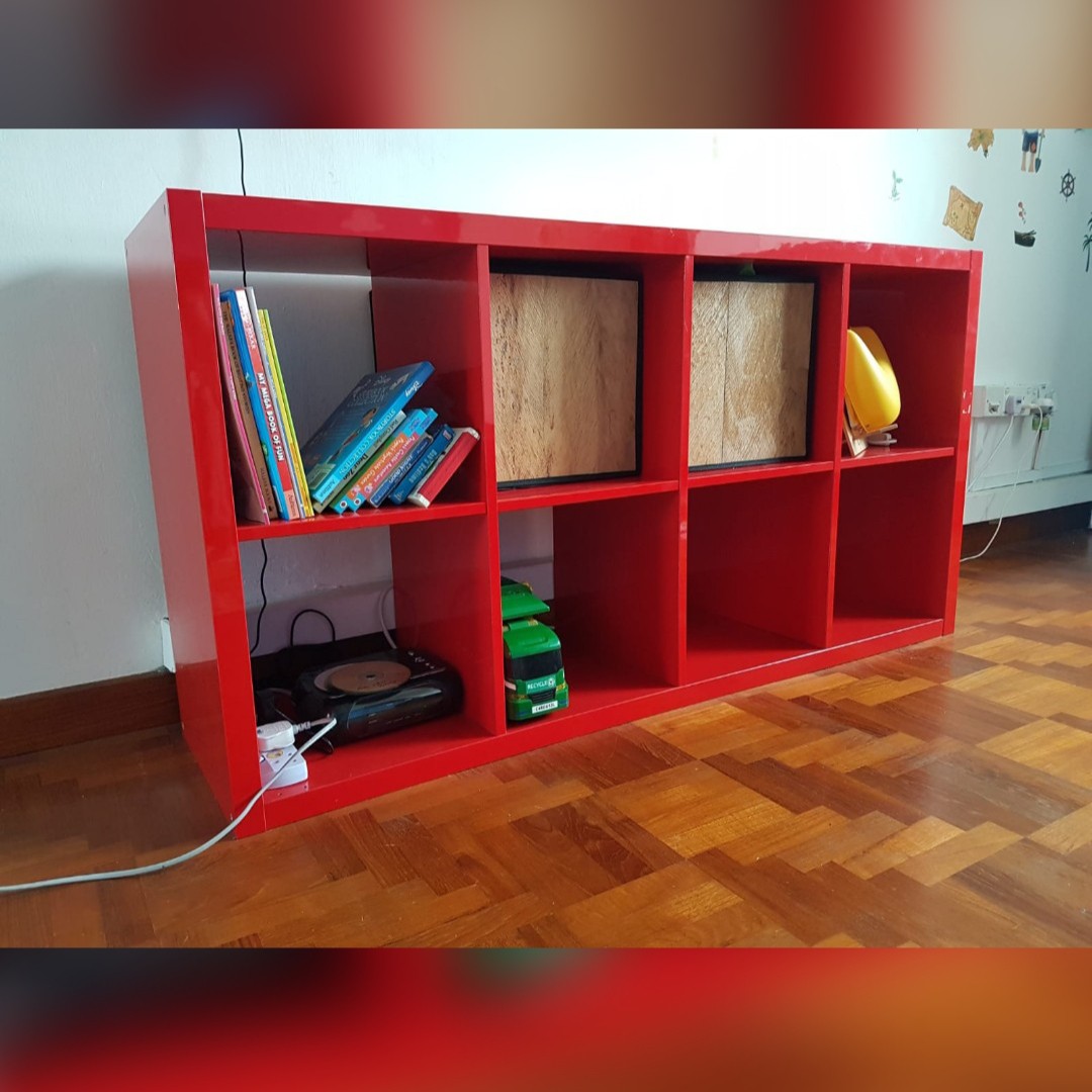 Red Ikea Kallax Book Rack Shelves Toy Storage Cabinet, Furniture & Home ...