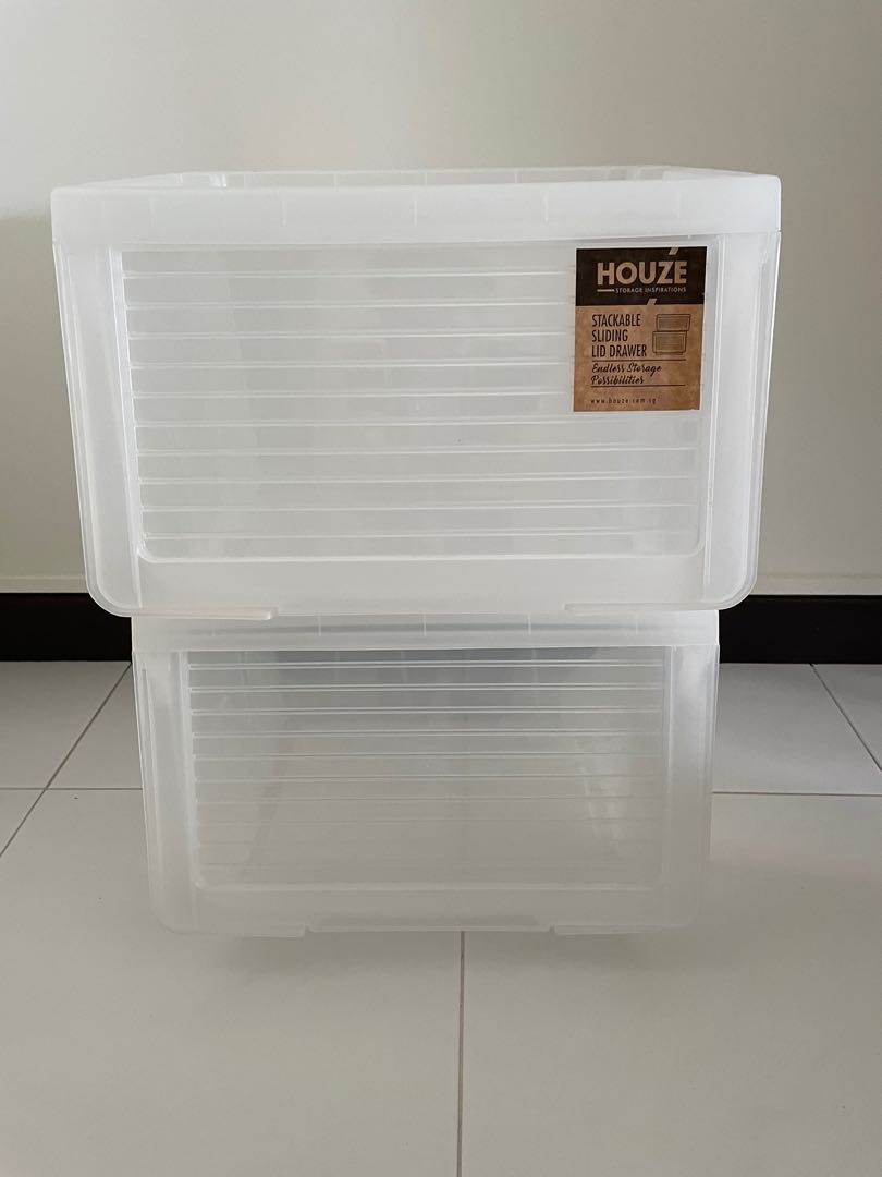 Stackable Sliding Lid Storage Boxes, Furniture & Home Living, Home ...