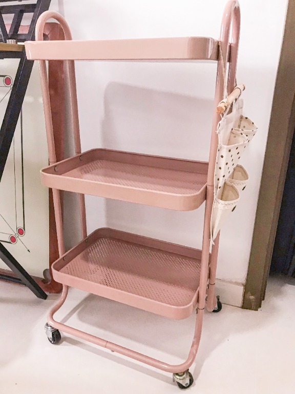 Storage Trolley (Baby Pink), Storage organizer, organizer trolley ...