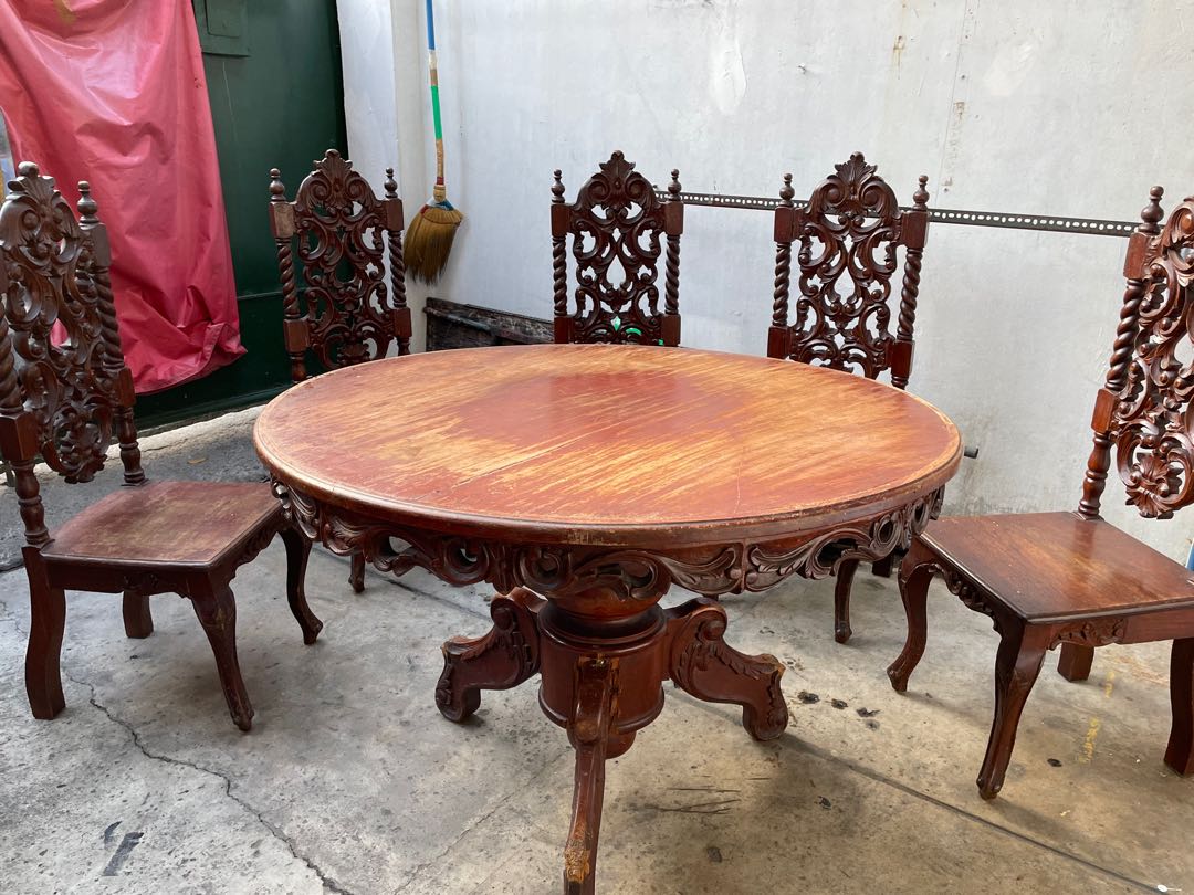 Vintage Narra Dining Set, Furniture & Home Living, Furniture, Tables ...