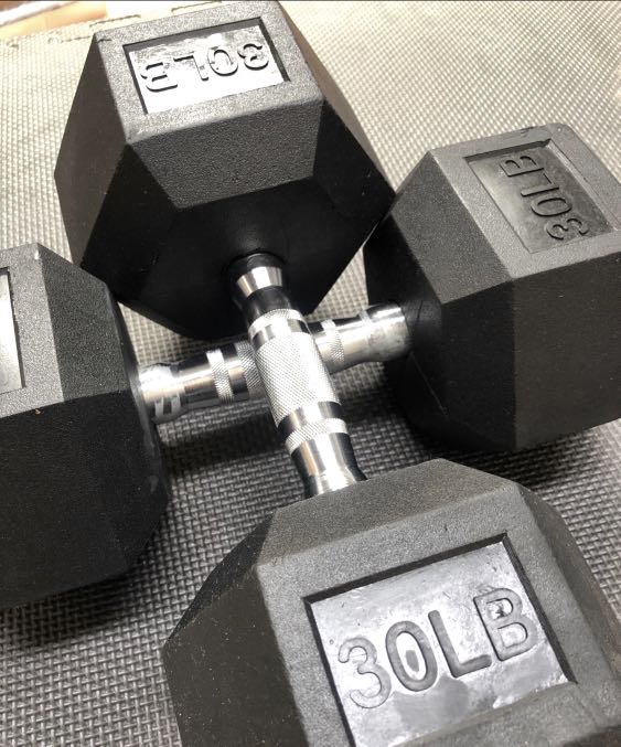 30 pound dumbell pair, Sports Equipment, Exercise & Fitness, Weights ...