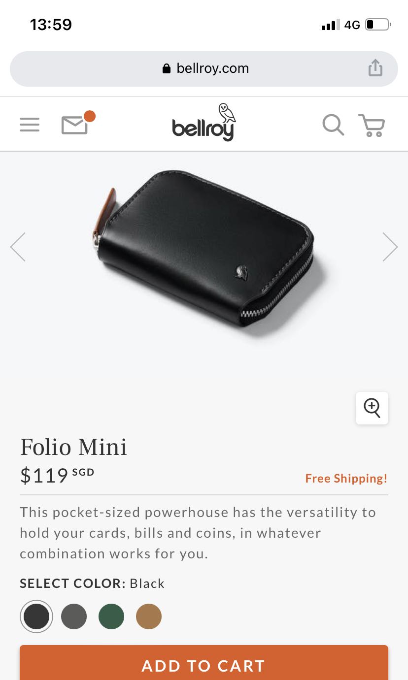 Bellroy Folio Mini, Men's Fashion, Watches & Accessories, Wallets ...