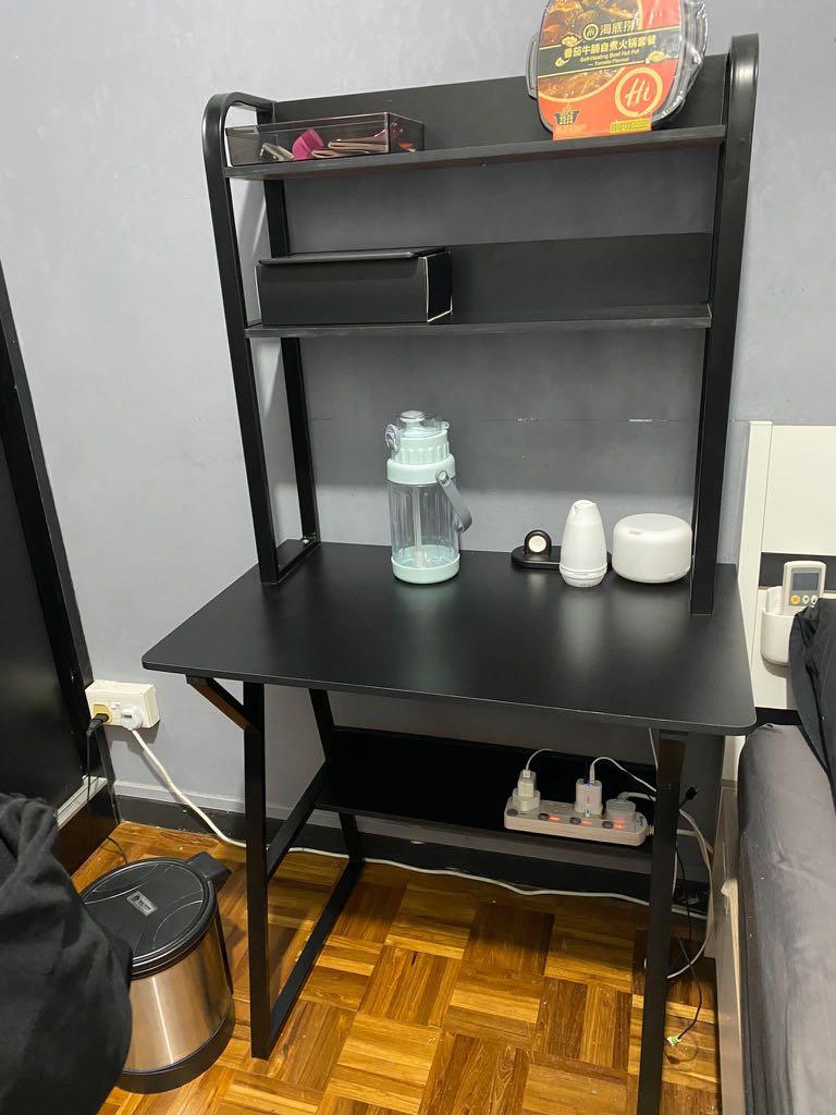 Black Study Table with Shelf, Furniture & Home Living, Furniture ...