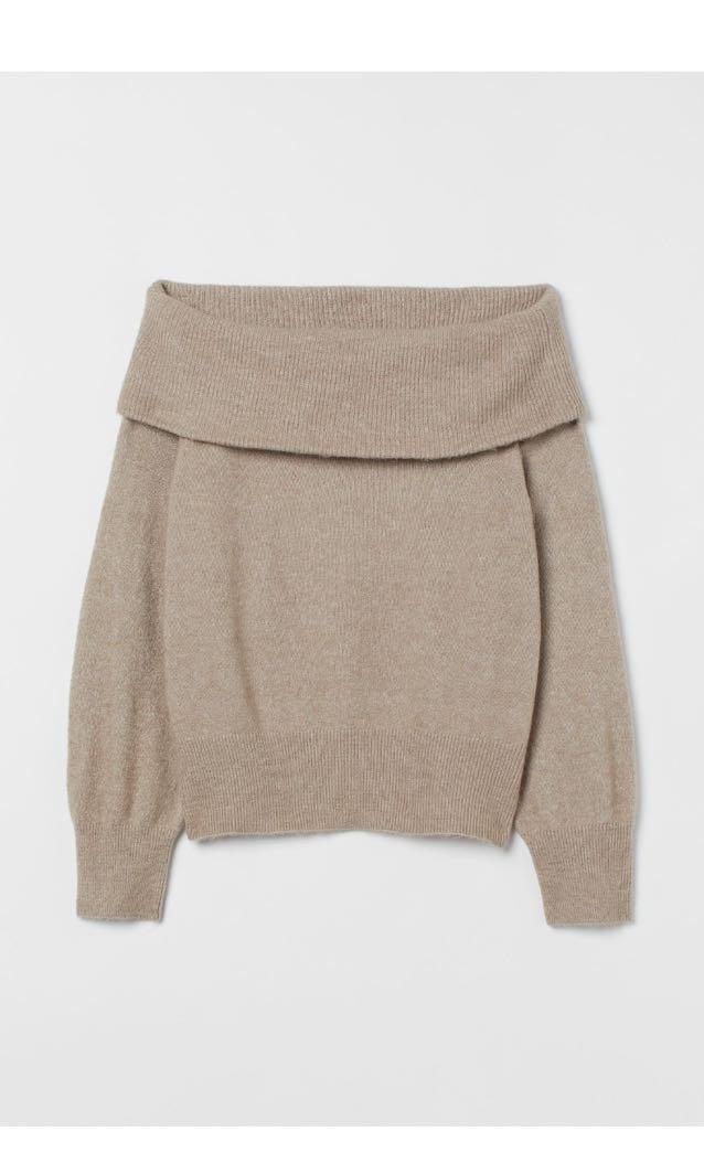 BNWT H&M off shoulder knit jumper sweater in beige marl , Women's ...