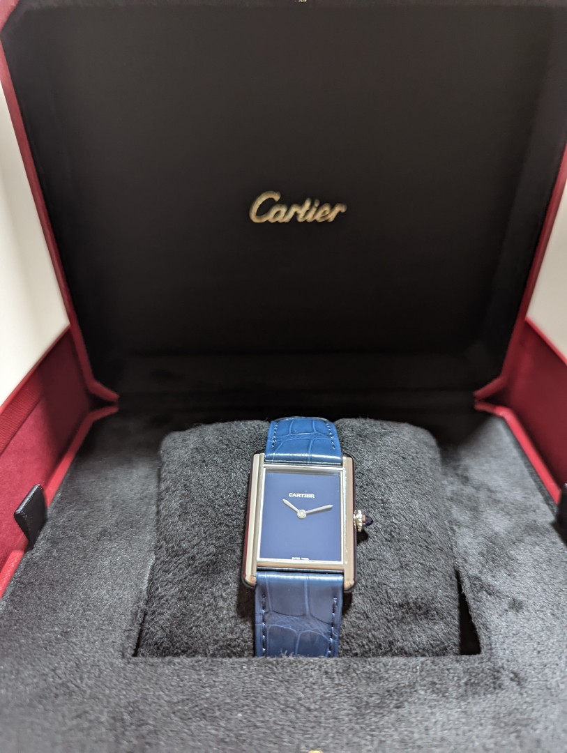 Cartier Tank Must (Blue), Luxury, Watches on Carousell