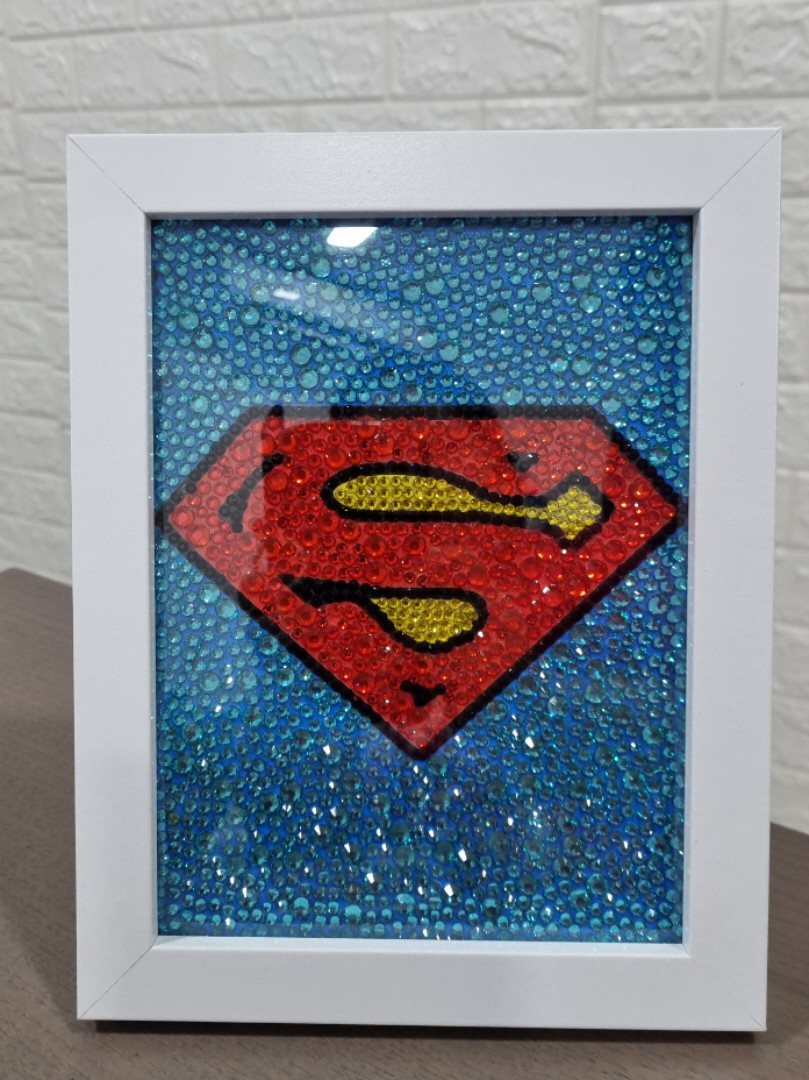 Completed Superman logo diamond art, Furniture & Home Living, Home ...