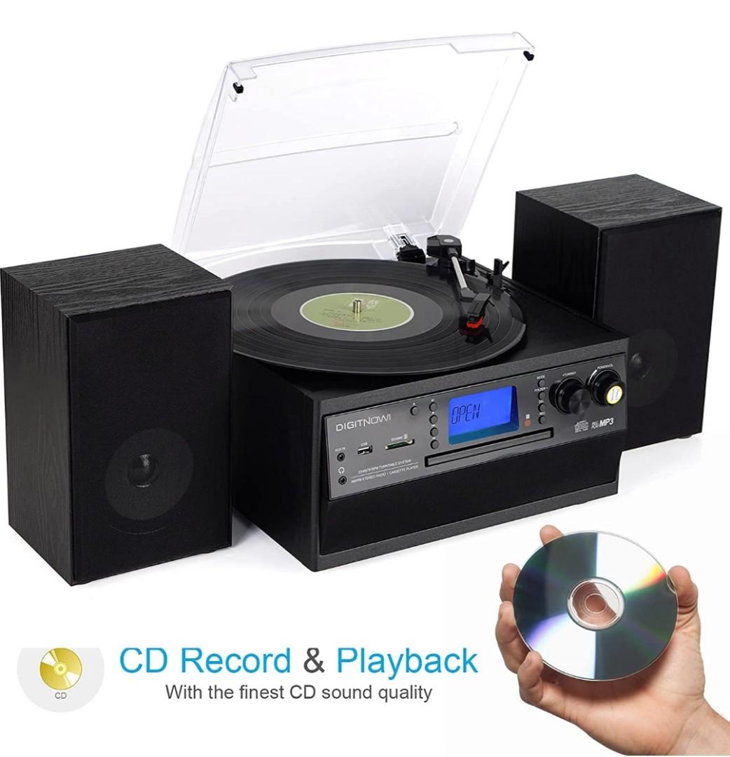 DIGITNOW! Bluetooth Viny Record Player, Turntable for CD, Cassette, AM ...