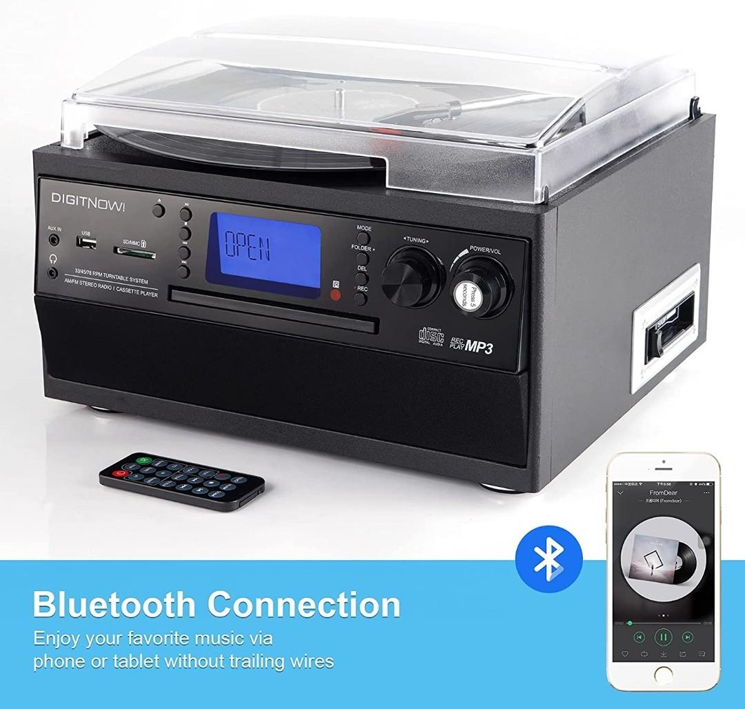 DIGITNOW! Bluetooth Viny Record Player, Turntable for CD, Cassette, AM ...