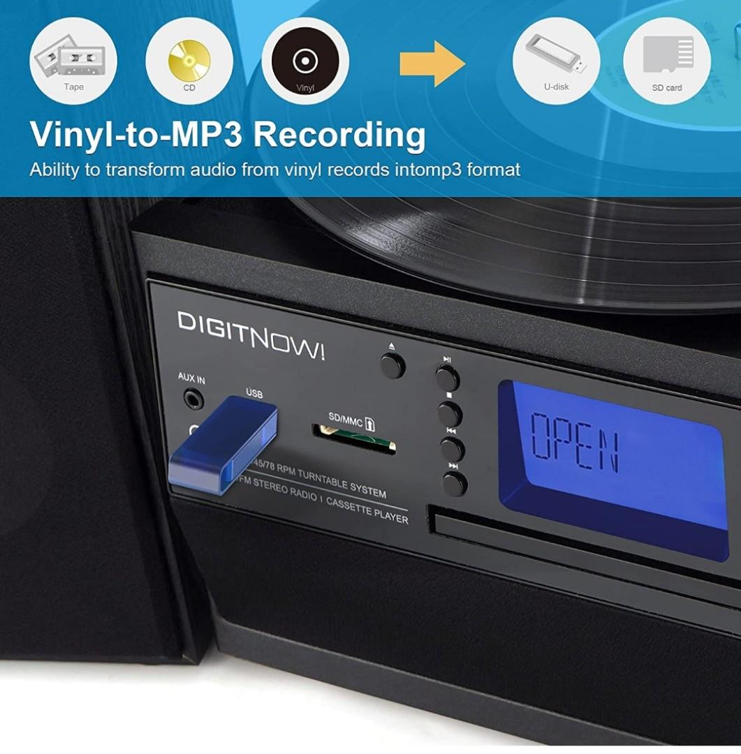 DIGITNOW! Bluetooth Viny Record Player, Turntable for CD, Cassette, AM ... DIGITNOW! Bluetooth Viny Record Player, Turntable for CD, Cassette, AM ...