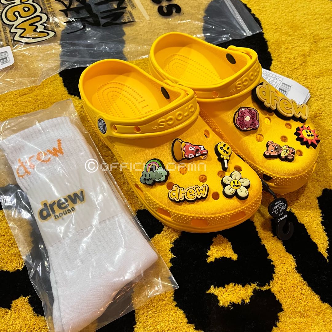 Crocs X Drew House Classic Clogs (Yellow), Women's Fashion, Footwear ...