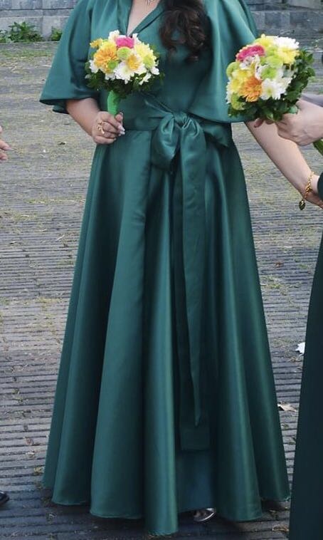Emerald green wrap plus size entourage gown, Women's Fashion, Dresses ...