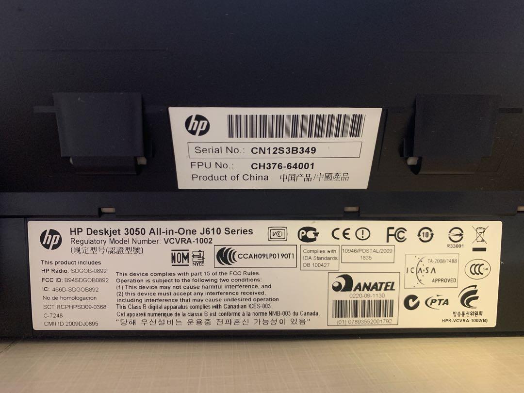 Inkjet Printer - HP Deskjet 3050 All-In-One J610 Series Printer ...