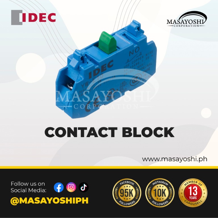 IDEC Contact Block, YW Series, 1NO | Model# YW-E10 | Block, Commercial ...