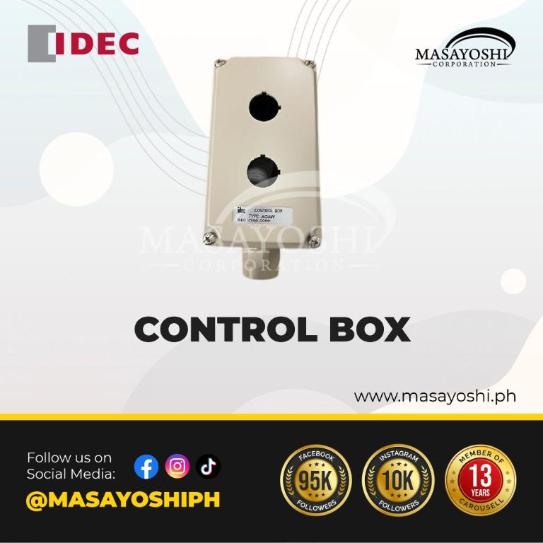 IDEC Control Box, 2-Hole, IP65 | Model# AGAW212Y | Control Panel ...
