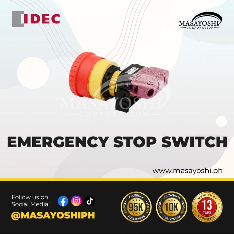 IDEC Emergency Stop Switch, 22mm, 1NC, Red | Model# YW1B-V4E01R ...