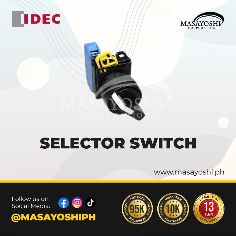IDEC Selector Switch, 10A 1P 120V, 90° 2-Position, Knob Type ...