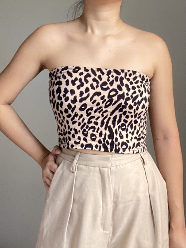 leopard print tube, Women's Fashion, Tops, Others Tops on Carousell