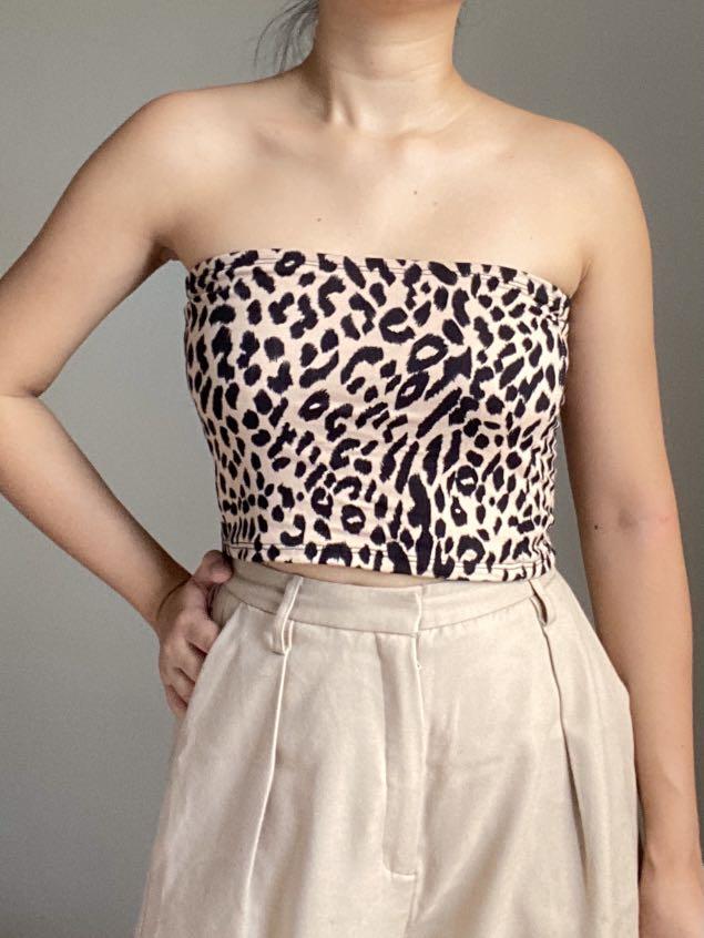 leopard print tube, Women's Fashion, Tops, Others Tops on Carousell
