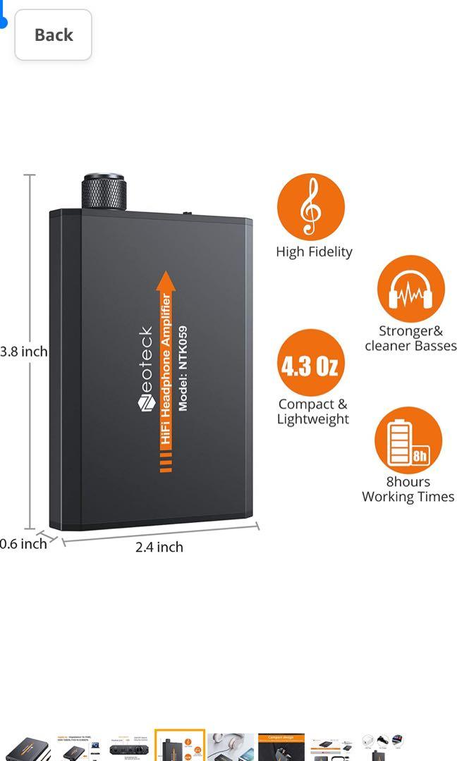 Neoteck Portable 3.5mm Headphone Amplifier Two-Stage Gain Switch, 16 ...