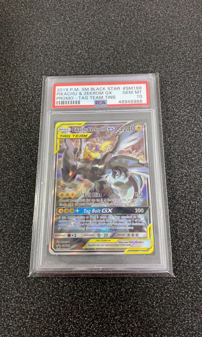 Pikachu Zekrom Tag team GX PSA 10 alternate art promo, Hobbies & Toys, Toys & Games on Carousell