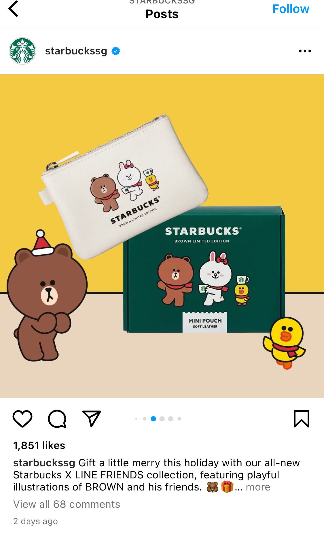 Starbucks Line Friends pouch, Women's Fashion, Bags & Wallets, Purses ...