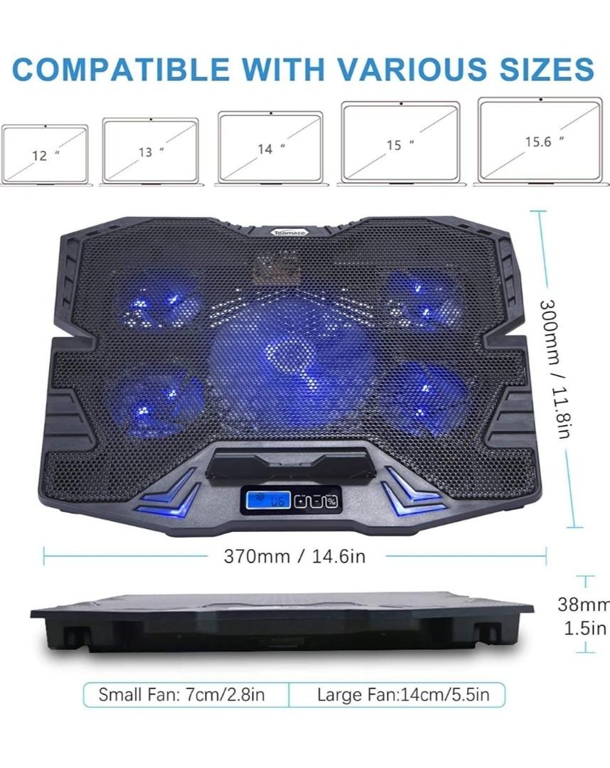 TopMate C5 12-15.6 inch Gaming Laptop Cooler Cooling Pad | 5 Quiet Fans ...