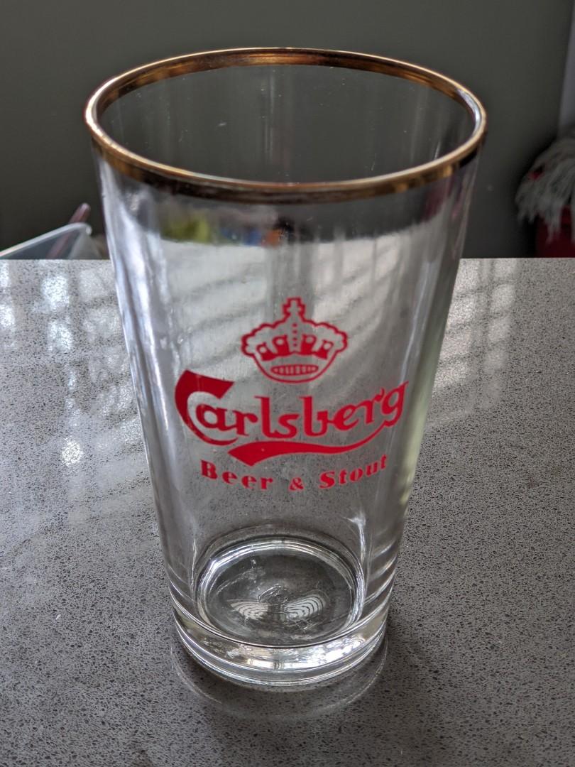 BRAND NEW RARE Classic Carlsberg Gold Rim Vintage Beer Glass Drink ...