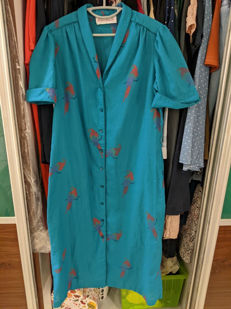 Vintage parrot pattern dress, Women's Fashion, Dresses & Sets, Dresses ...