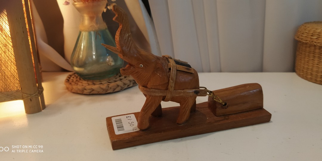 Wooden elephant display 12x14.5x4.5cm, Furniture & Home Living, Home ...