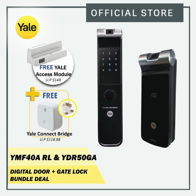 Yale YDR50GA Gate + YMF40A RL Door Digital Lock Bundle (Free Yale ...