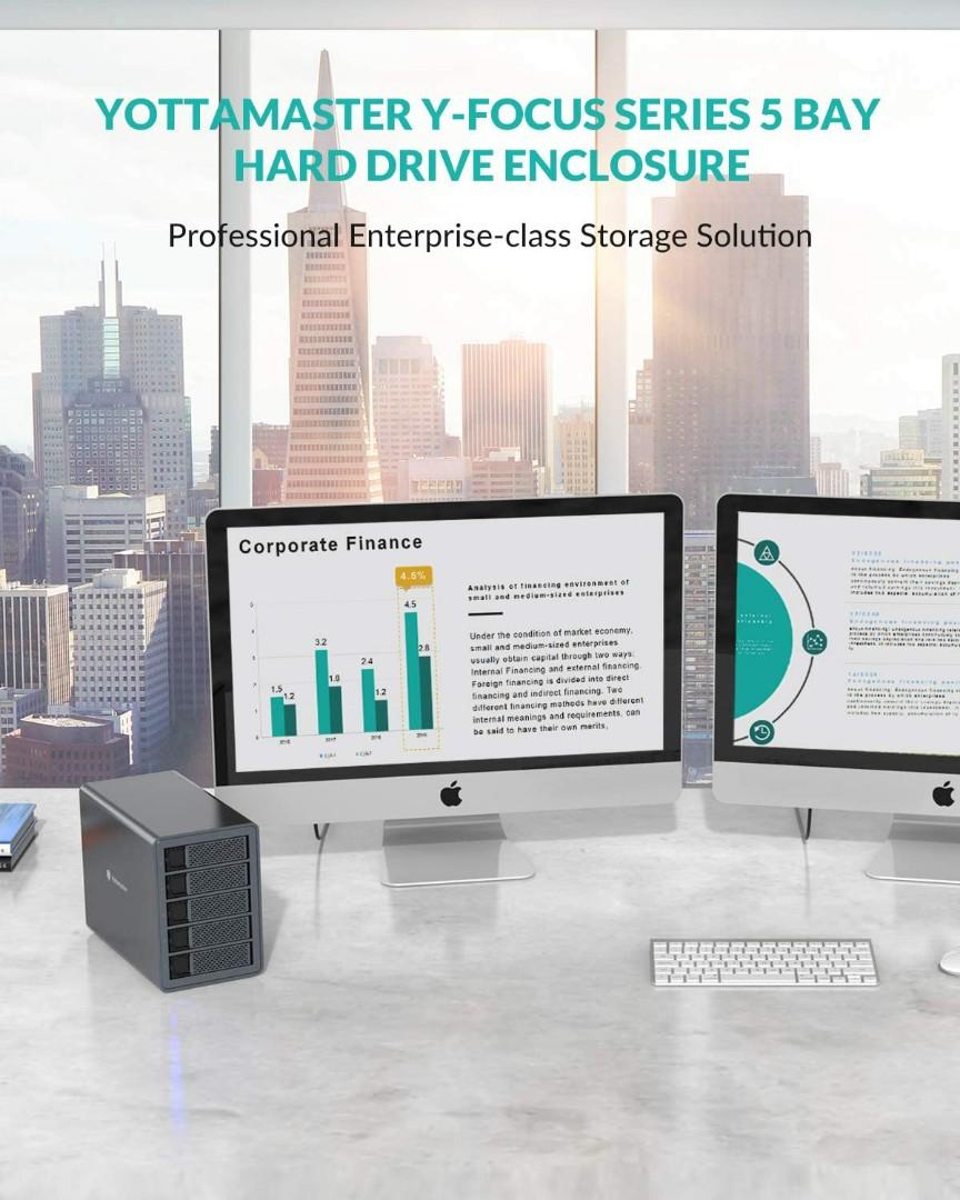 Yottamaster 5 Bay RAID External Hard Drive Enclosure 2.5" 3.5" USB3.0 ...