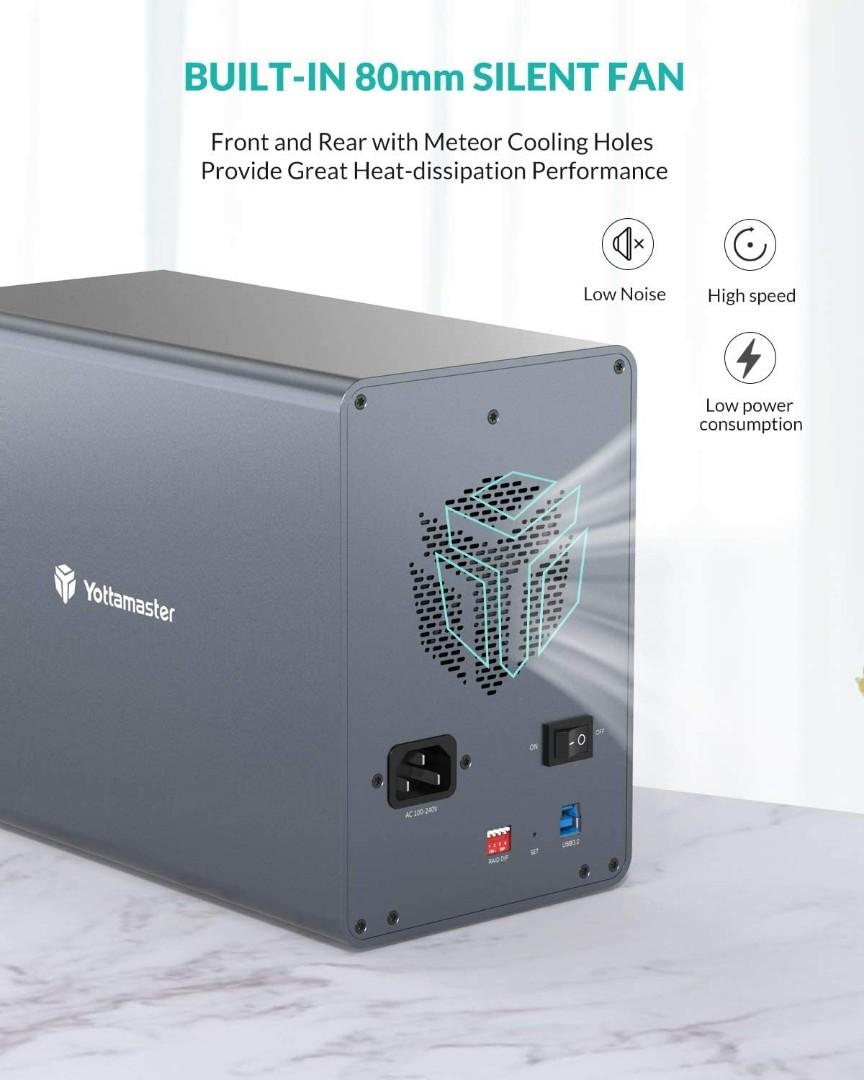 Yottamaster 5 Bay RAID External Hard Drive Enclosure 2.5" 3.5" USB3.0 ...