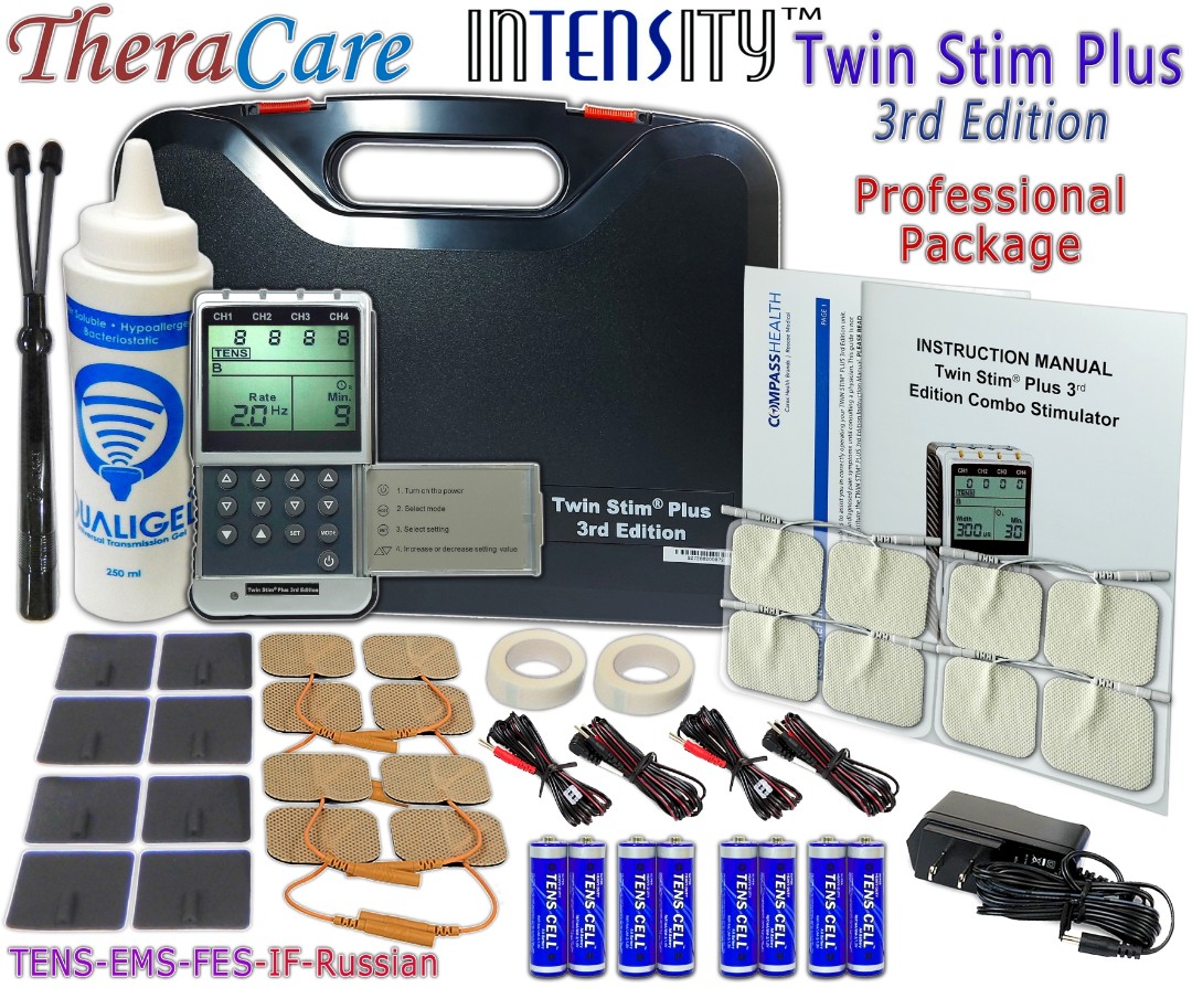 4 Channel TENS EMS FES ElectroTherapy Machine Nerve Muscle Stimulator ...