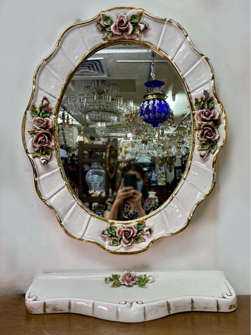 Capodimonte porcelain mirror with wall console, Furniture & Home Living ...