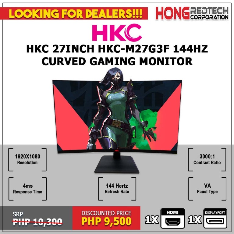 HKC 27INCH HKC-M27G3F 144HZ CURVED GAMING MONITOR, Computers & Tech ...
