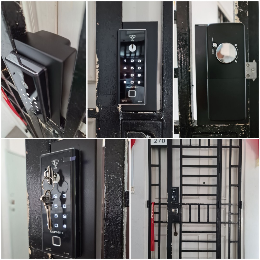 Installation gate digital lock with panel, Furniture & Home Living ...