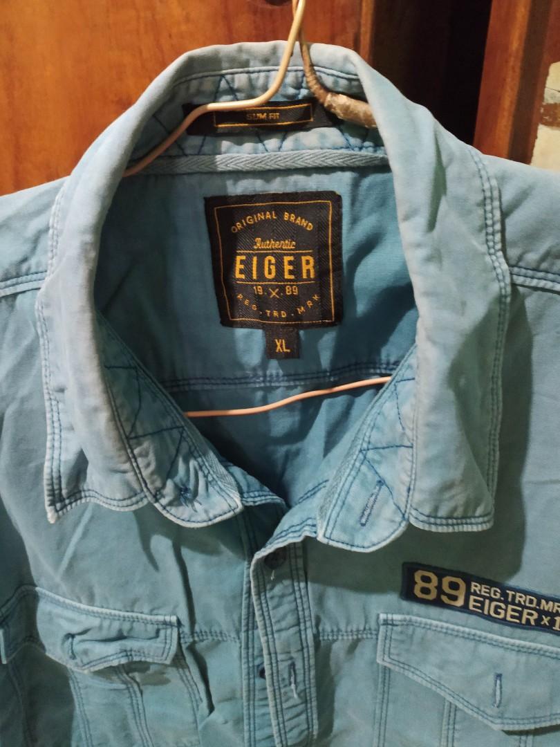 Kemeja semi jeans eiger slim fit, Fesyen Pria, Pakaian , Atasan di ...