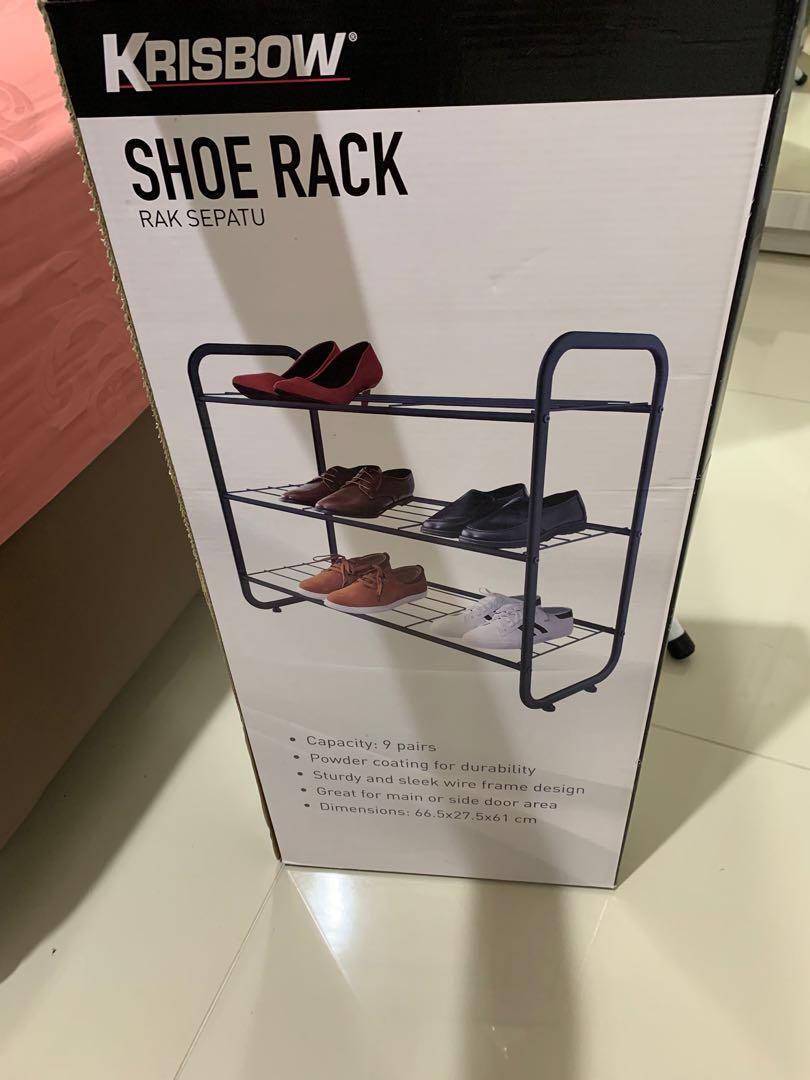 Krisbow Shoe Rack (3 susun - Black), Perabotan Rumah di Carousell