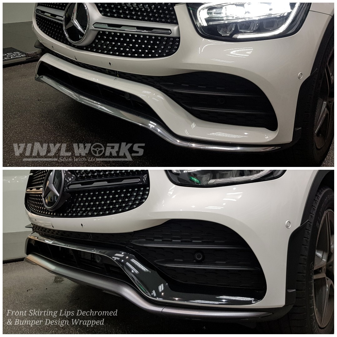 Mercedes GLC300 Front Bumper & Skirting Lip dechrome & wrap vinyl ...