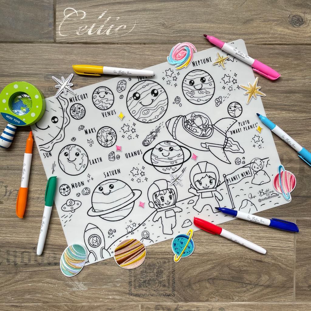 Reusable Silicone Colouring Mat 40cm x 30cm – Space explorer, Hobbies ...