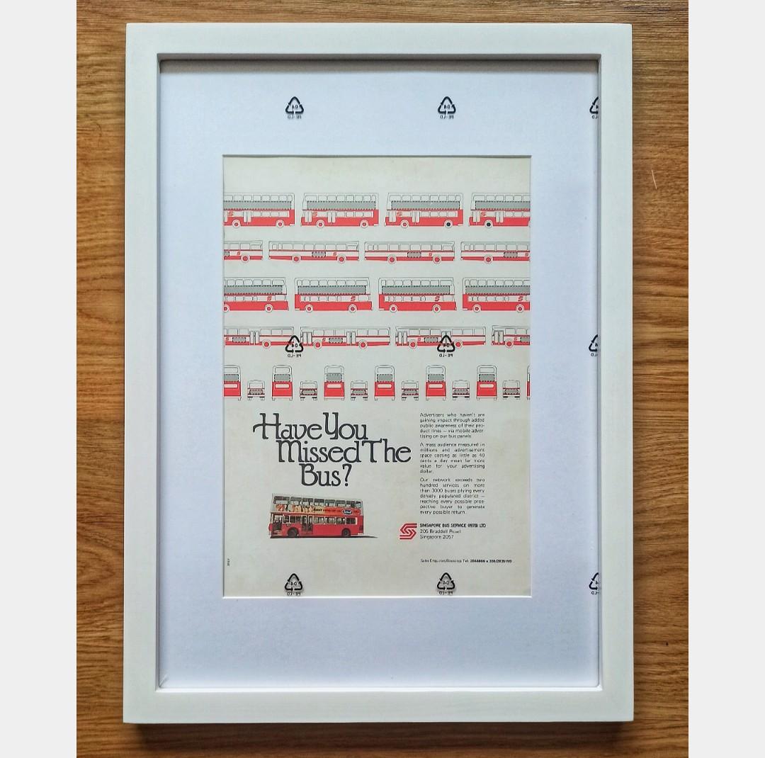 SBS 1985 Singapore Bus Service Advertisement for Corporate Ads framed ...