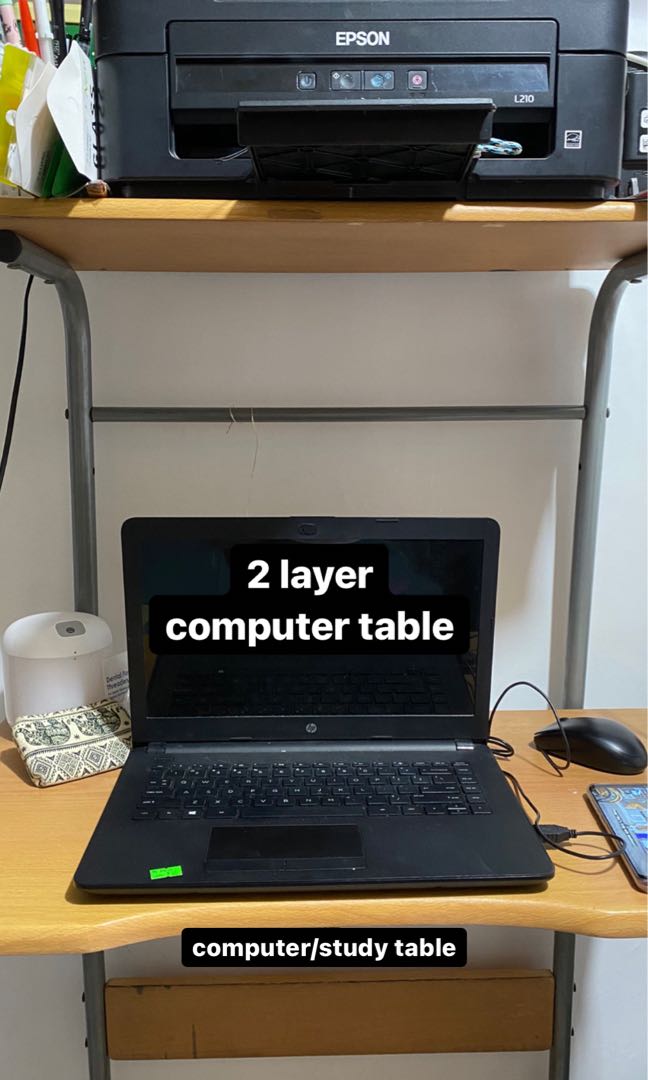 2 LAYER COMPUTER TABLE STUDY TABLE, Furniture & Home Living, Furniture ...