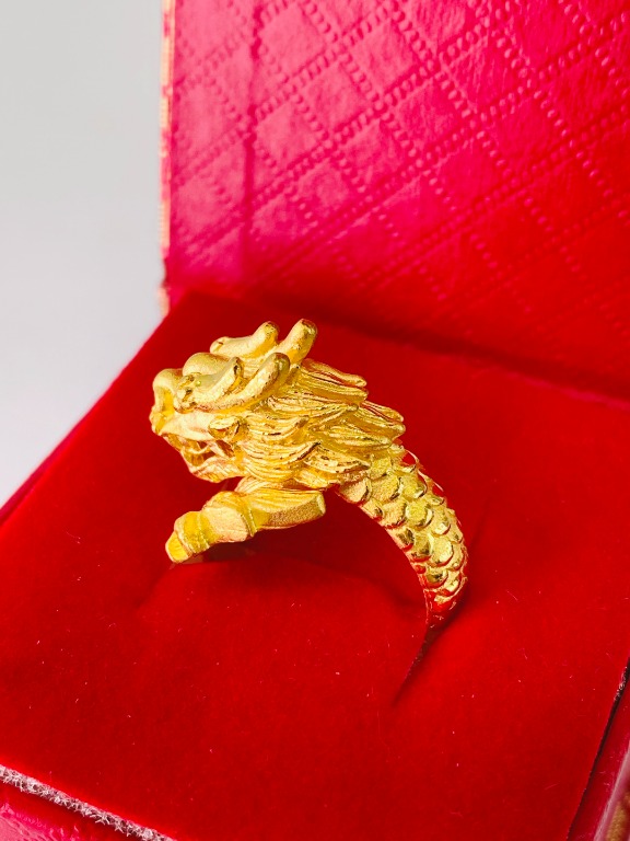 999 24K Dragon Design Gold Ring, Luxury, Accessories on Carousell