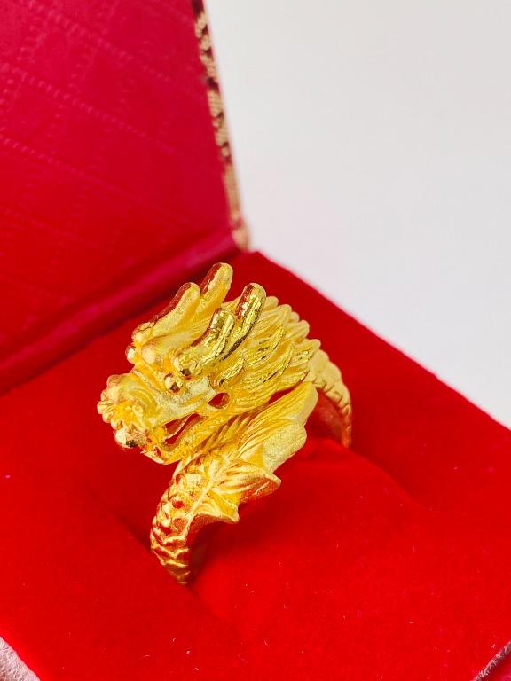 999 24K Dragon Design Gold Ring, Luxury, Accessories on Carousell