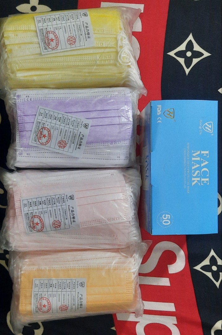 Heng De Disposable Face Mask 4 ply colored, Health & Nutrition, Medical ...